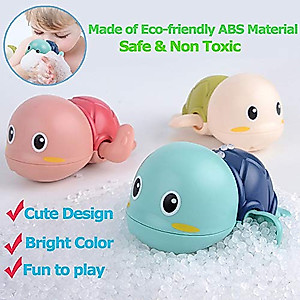 Baby Bath Toys-Wind up Turtle Bathtub Toys,Toy for Babies 6-12 Months Floating Swimming Turtles for Boys Girls,Baby Shower Bathtime Fun Pool Toys for Toddlers,Gift for 1 2 3 4 Year Old Boys Girls