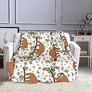 Waldeal Sloth Flannel Fleece Throw Blanket 60"x50" Lightweight Office Couch Sofa Bedroom for Kid Adults All Season