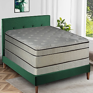 Greaton 11 Inch Hybrid Firm Foam Encased Mattress with 8" Box Spring, Eurotop with Soft White Teddy Bear Fabric Cover for Cool Sleep and Pressure Relief, Firm Feel with Motion Isolation, Full XL