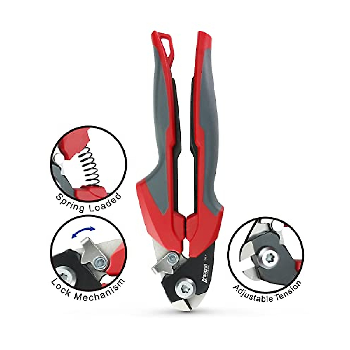 Ascend Tools 7 inch Wire Rope & Electrical Cable Cutter for Railing, Aircraft Seismic Structural Bicycle Cable | Induction Hardened Blades, No Frayed Cuts