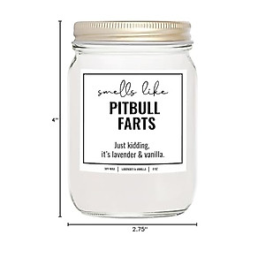 YouNique Designs Smells Like Pitbull Farts Soy Candle Gifts for Pitbull Lovers - Pit Bull Mom Gifts for Women - Pitbull Mom Gifts Dog Farts Candle 8oz - Gifts for Dog Lovers (Lavender & Vanilla)