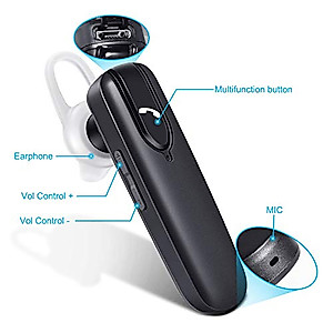 Bluetooth Headset for Cell Phones,Voice Command Wireless Headset with Noise Cancelling,Hands Free Bluetooth Headphone Earbuds Fit for iPhone Android Samsung Laptop Truck Driver