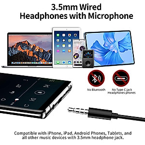 3.5mm Headphones Wired Earbuds with Microphone Hi-Fi Noise Canceling for Mac Mini Google Pixel 5A 4A 3A Moto G Power Pure Samsung S10 S9 S8+ A03s A52 A25 A15 A14 A13 OnePlus Nord N200 iPhone 6s, Black