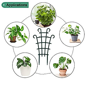 UWIOFF 12 Pack Trellis for Potted Plants, Garden Trellis for Climbing Plants Plastic Mini Climbing Plant Trellis Flower Pots Support Stackable Trellis for Climbing Plants Peas, Dark Green
