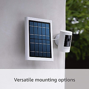 Ring Stick Up Cam Solar HD security camera with two-way talk, Works with Alexa - White