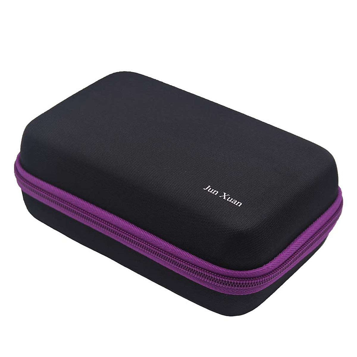Jun Xuan New 3DS XL and 2DS XL Carrying Case - Fits Wall Charger - 16 Game Card Storage Holders, Hard Shell and Accessories Pocket - Black/Purple