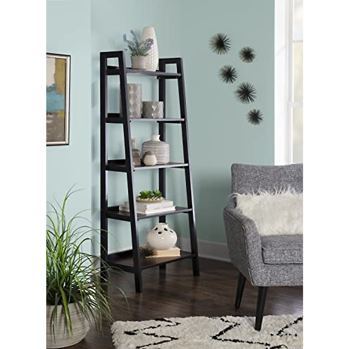 Linon Home Décor Crosby Black Cherry Five Shelf Bookcase