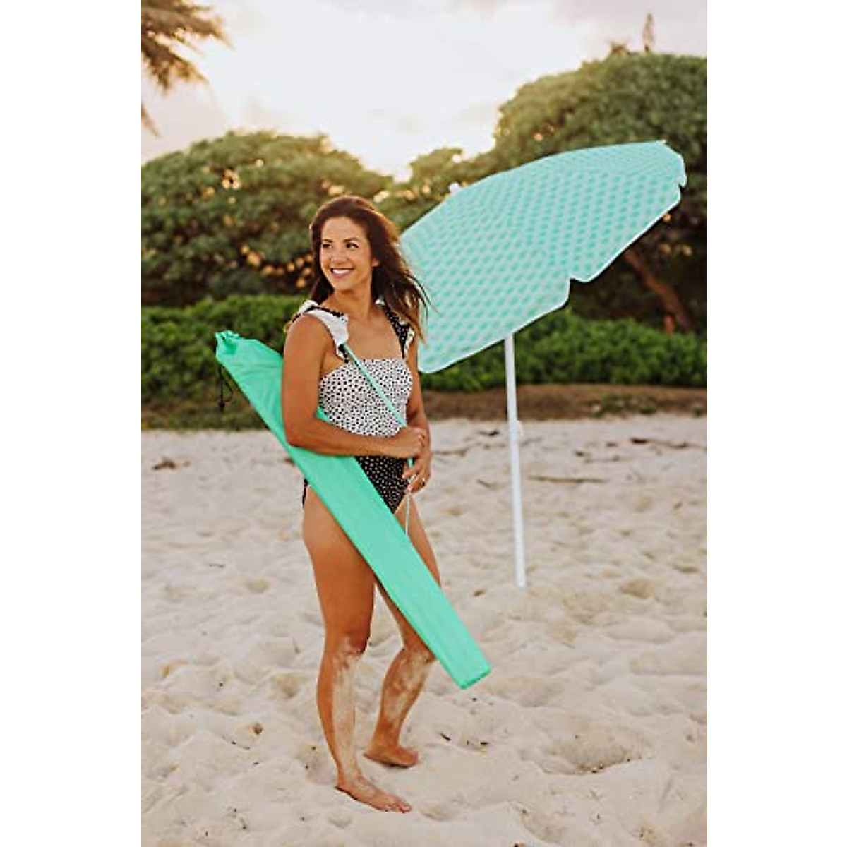 ONIVA Outdoor Canopy Sunshade Beach Umbrella 5.5', Small Patio Umbrella, Beach Chair Umbrella, (Mermaid Teal)
