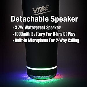 2022 Vibe Speaker Tumbler - 18oz Stainless Steel Tumbler W/Bluetooth Speaker | Upgraded 1000MaH Battery | Up to 8 Hours Playback Time | Upgraded IPX67 Water Resistant | Upgraded 3.7W Speaker
