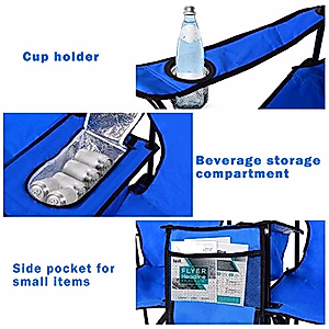 ReunionG Double Portable Camping Chairs, Blue 60D x 20.5W x 35H Inch