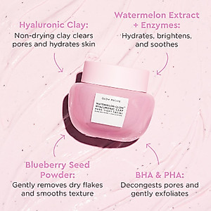 Glow Recipe Clay Mask for Face - Pore Minimizer Facial Mask with Hyaluronic Acid, Kaolin Clay, PHA & BHA - Hydrating, Brightening & Exfoliating Mask for All Skin Types - (2.03oz/60mL)