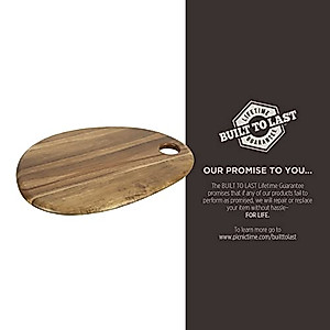 TOSCANA - a Picnic Time brand Pebble Acacia Charcuterie Board 18" x 15" - Cheese Board - Wood Serving Platter, (Natural Acacia)