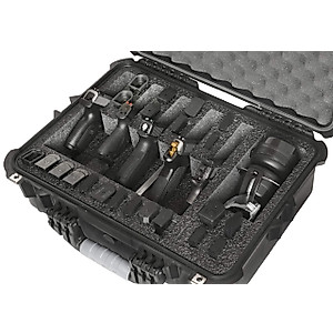 Case Club 5 Pistol & (up to) 30 Magazine Case with Accessory Pocket and Emergency Light - Pre-Cut, Heavy Duty, Waterproof, with Silica Gel for Gun Rust Prevention (Upgraded Gen-2)
