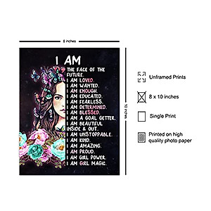 Teen Girls Bedroom Wall Art - Positive Quotes - I Am Tween Little Girls Bedroom Decor - Cute Daughter Gifts - Inspirational Sayings for Wall Decor - Positive Affirmations Wall Decor Poster 8X10