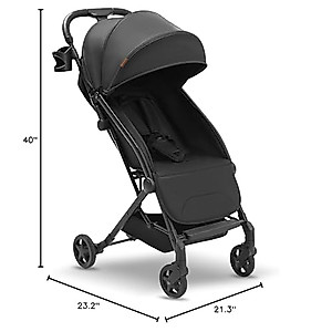 Mompush Lithe Lightweight Stroller, Compact One-Hand Fold Travel Stroller for Airplane Friendly, Reclining Seat and Large Canopy, with Rain Cover & Travel Carry Bag & Cup Holder