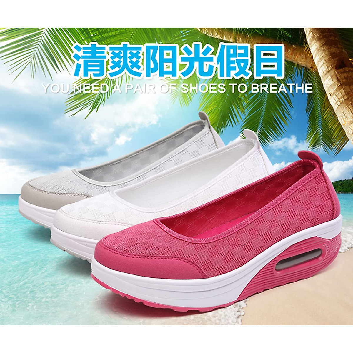 SOLPNOW Women's Breathable Shock Absorbing Wedge Slip On Sneakers,Summer Arch Support Anti-Slip Comfortable Diabetic Shoes (9,Black)