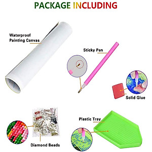 HADEEONG 5D Full Drill Diamond Painting Kit, DIY Round Diamond Rhinestone Painting Kits Painting Cross Stitch Embroidery Pictures Arts Craft for Home Wall Decor (15.7x11.8 Inch, Angel Girl)