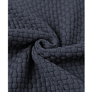 Zaitun Men's Drawstring Waffle Textured Hooded Pullover Sweater