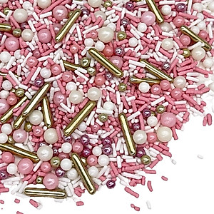 Manvscakes, pink sprinkles, valentines, cake sprinkles, gluten free, cookies, chocolate, fondant, princess topping, ice cream, edible, dessert decoration (Rose)