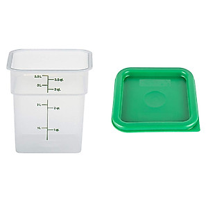 Cambro 4SFSPP190 4 Qt. Translucent Container with SFC2452 Kelly Green Lid, 4Quart, pack of 2