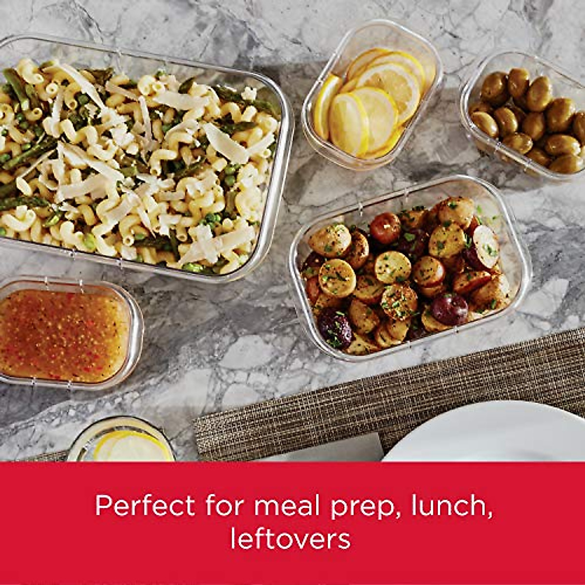 Rubbermaid Brilliance Storage 24-Piece Plastic Lids, Leak Proof Food Container & Leak-Proof Brilliance Food Storage 12-Piece Plastic Containers with Lids, Clear
