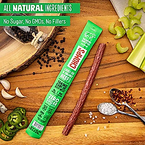 Chomps Grass Fed Jalapeno Beef Jerky Snack Sticks, Keto & Paleo, Whole30 Approved, Non-GMO, Gluten Free, Sugar Free, Nitrate Free, Low Carb, 90 Calorie Snacks, 1.15 Oz Meat Stick, Pack of 24