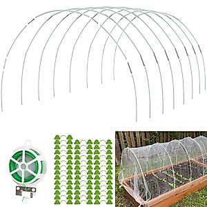 Greenhouse Hoops, CJGQ Garden Hoops for Raised Beds, Garden Grow Tunnel Up to 8 Set of 7Ft Long Rust-Free Garden Hoop for Row Cover Plant Cover, 40Pcs Plant Support Growing Frame for Netting
