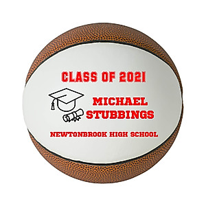 Personalized Custom Graduation 2024 Basketball Gift - Graduation Class of 2024 - Graduation Gift for Boy - Graduation Gift for Girl (Mini Basketball, RedText)
