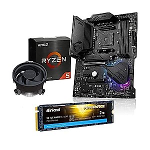 INLAND Performance 2TB NVMe PCIe Gen 4.0 M.2 2280 SSD + AMD Ryzen 5 5600X Desktop Processor 6-core Unlocked Bundle with MSI B550-A PRO AM4 DDR4 ATX Motherboard
