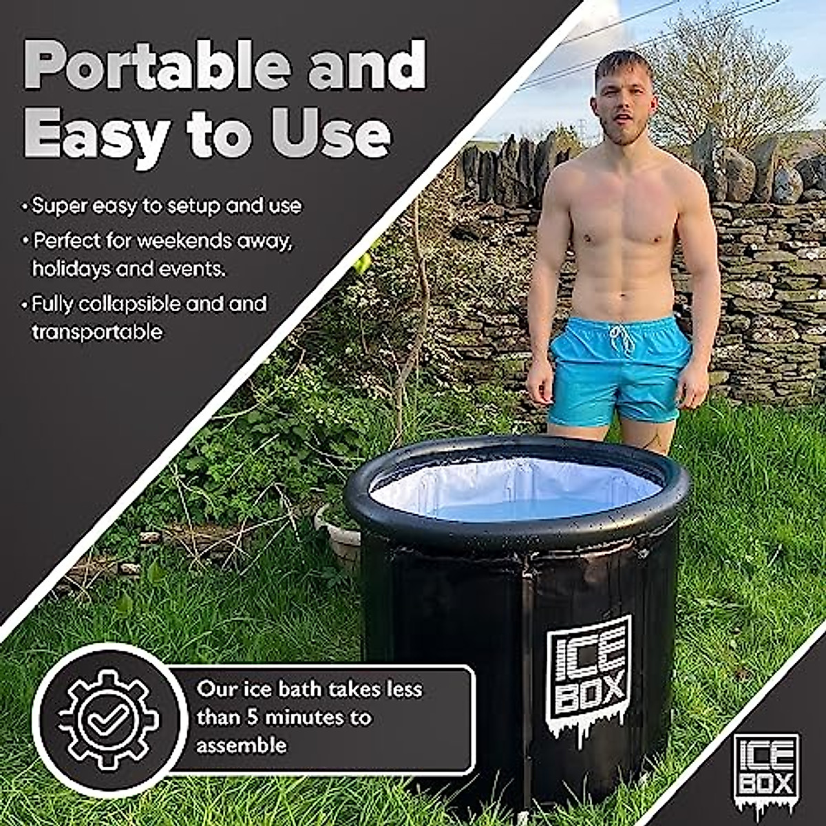 IceBox - Ice Bath Tub Outdoor with Lid: 320L Cold Water Therapy Tub for Recovery and Cold Plunge, 4 Layers Portable Ice Bath Plunge Pool, Cold Plunge Tub