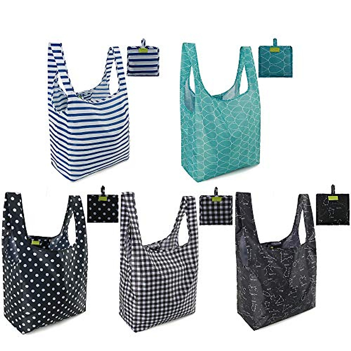 BeeGreen Reusable Shopping Bags Grocery Tote Bags Foldable into Attached Pouch Extra Large Shopping Totes with Removable Bottom Durable Heavy Duty Easy to Clean for Groceries Foldable
