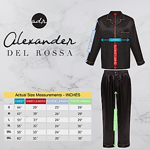 Alexander Del Rossa Mens Satin Pajamas Set, Satin Pajamas for Men, Silk PJs with Matching Sleep Mask Black with Gold Piping Medium (A0752BLKMD)