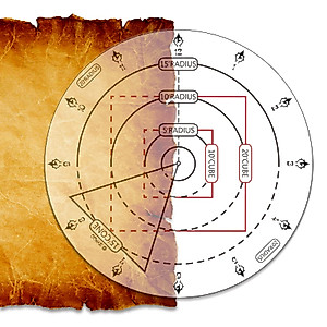 Byhoo Spell AOE Damage Marker DND Area Effect Template - 1" Grid or Hex Tabletop Game Mat RPG Gaming Accessories for Dungeons and Dragons 5E Pathfinder and Other TTRPGs