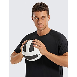 CRZ YOGA Men's Workout Short Sleeve T-Shirt Quick Dry Gym Athletic Running Stretchy Tee Shirts Top Black Medium