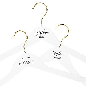Andaz Press Personalized Bridal Hangers, Premium White Wooden Hangers for Wedding Dress, Bridesmaid Dresses, Bridal Party, Custom Name Wedding Gift, Bridesmaid Hangers, Flower Girl, Her, 1-Pack