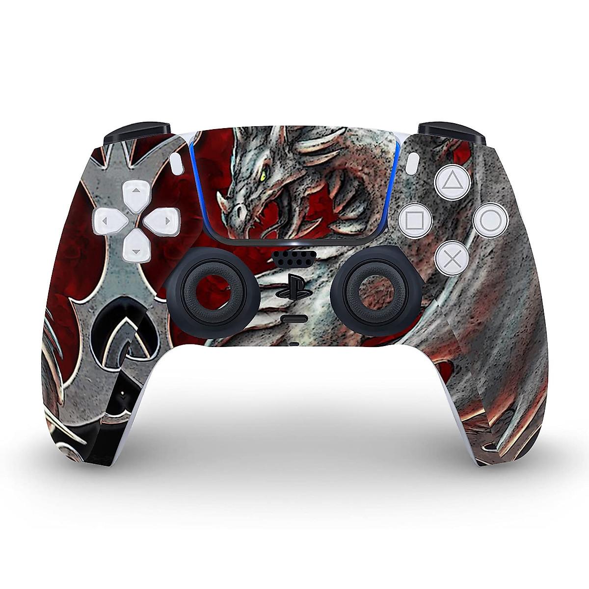 Head Case Designs Officially Licensed Christos Karapanos Talisman Silver Art Mix Vinyl Faceplate Gaming Skin Decal Compatible With Sony PlayStation 5 PS5 Disc Edition Console & DualSense Controller