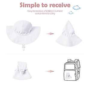 Durio Toddler Sun Hat Wide Brim UPF 50+ Sun Hats for Toddler Girls Summer Beach Toddler Hats for Girls D White 12-24 Months