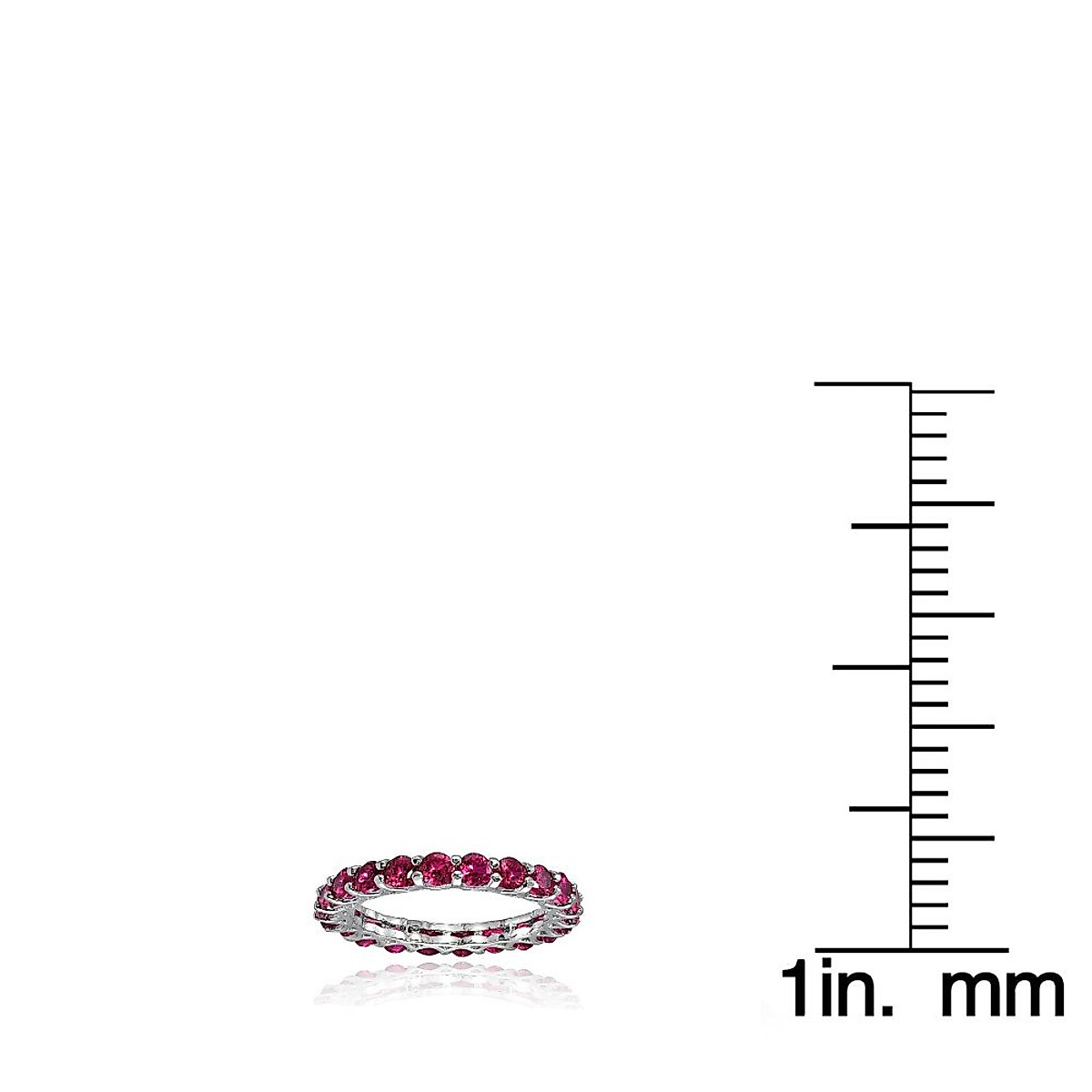 Ice Gems Sterling Silver Created Ruby 3mm Round-cut Eternity Band Ring, Size 10