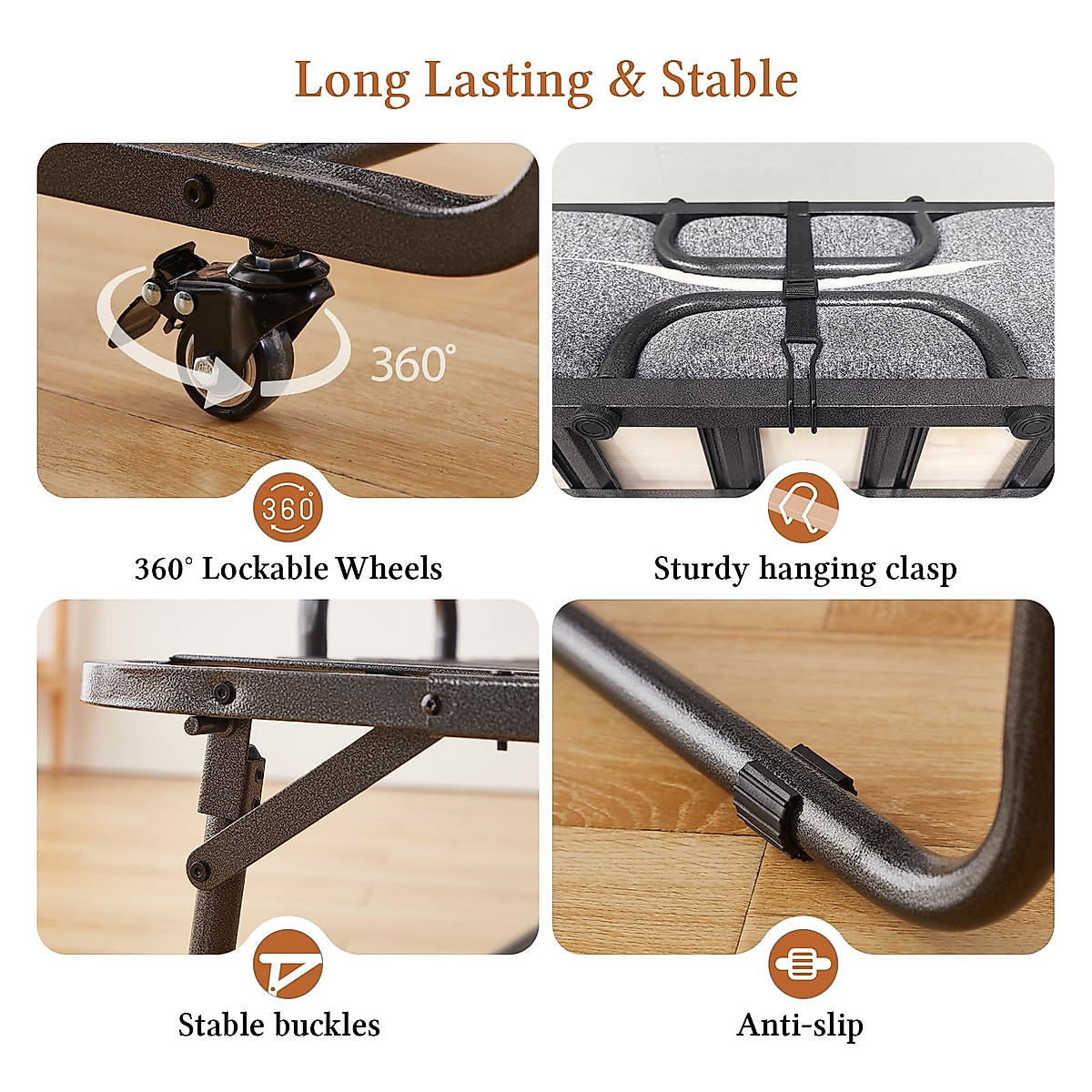 AbyssZen Twin Size Folding Bed with Mattress, 75" x 38" Rollaway Bed, Guest Bed Foldable for Adults, Portable Extra Bed with Memory Foam Mattress, Space-Saving Fold Up Bed for Easy Storage