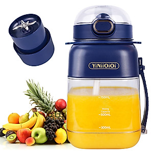 Portable Blender, 32 oz Portable Blender for Smoothies, Small Personal Blender with 10 Blades, Smoothie Blender with Travel Lid and Straw, Portable Juicer Blender for Travel, Sports (Blue)