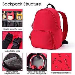 DDgro Carrying Storage Backpack for Toniebox Starter Set, Travel Bag for Toniebox, Tonie Characters, Headphone and Charging Station. (Red)