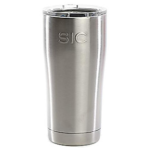 Seriously Ice Cold SIC 20 Oz. Double Wall Vacuum Insulated 18/8 Stainless Steel Travel Tumbler Mug | Powder Coated with Splash Proof BPA Free Lid | Coffee, Tea, Wine, and Cocktails (Stainless Steel)