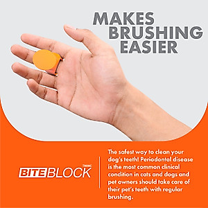 Dog Toothbrush and Bite Block Assistant (Protects Hand and Fingers) Combo Pack by Paw Ready for Puppies' Dogs and Cats Medium Size for use with Pets Between 15-85 lbs. (7-38.5 Kg).