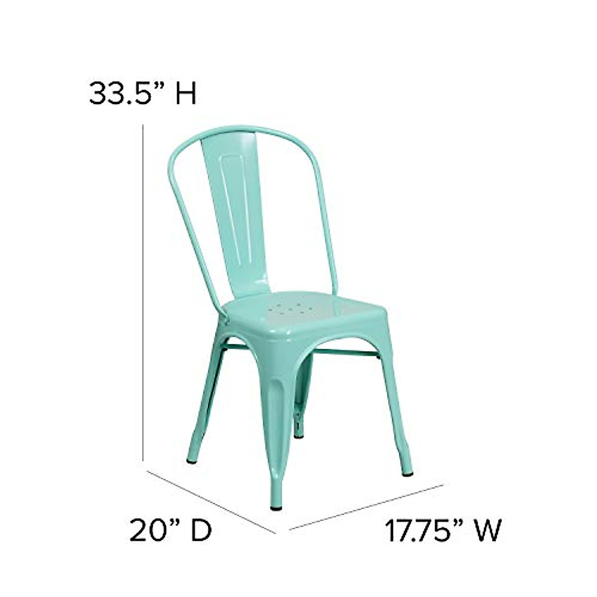 Flash Furniture Commercial Grade Mint Green Metal Indoor-Outdoor Stackable Chair