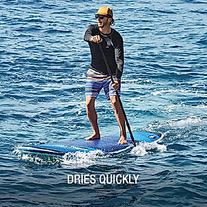 Speedo Men's UV Shirt Long Sleeve Loose Fit Easy Tee athletic technical swimsuits, Granite, Small US