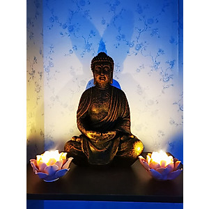 ZOWIE KING Meditating Buddha Statue for Home, 12" Buddha Decor Desk Zen Garden Buddah Decoration Home Figurine