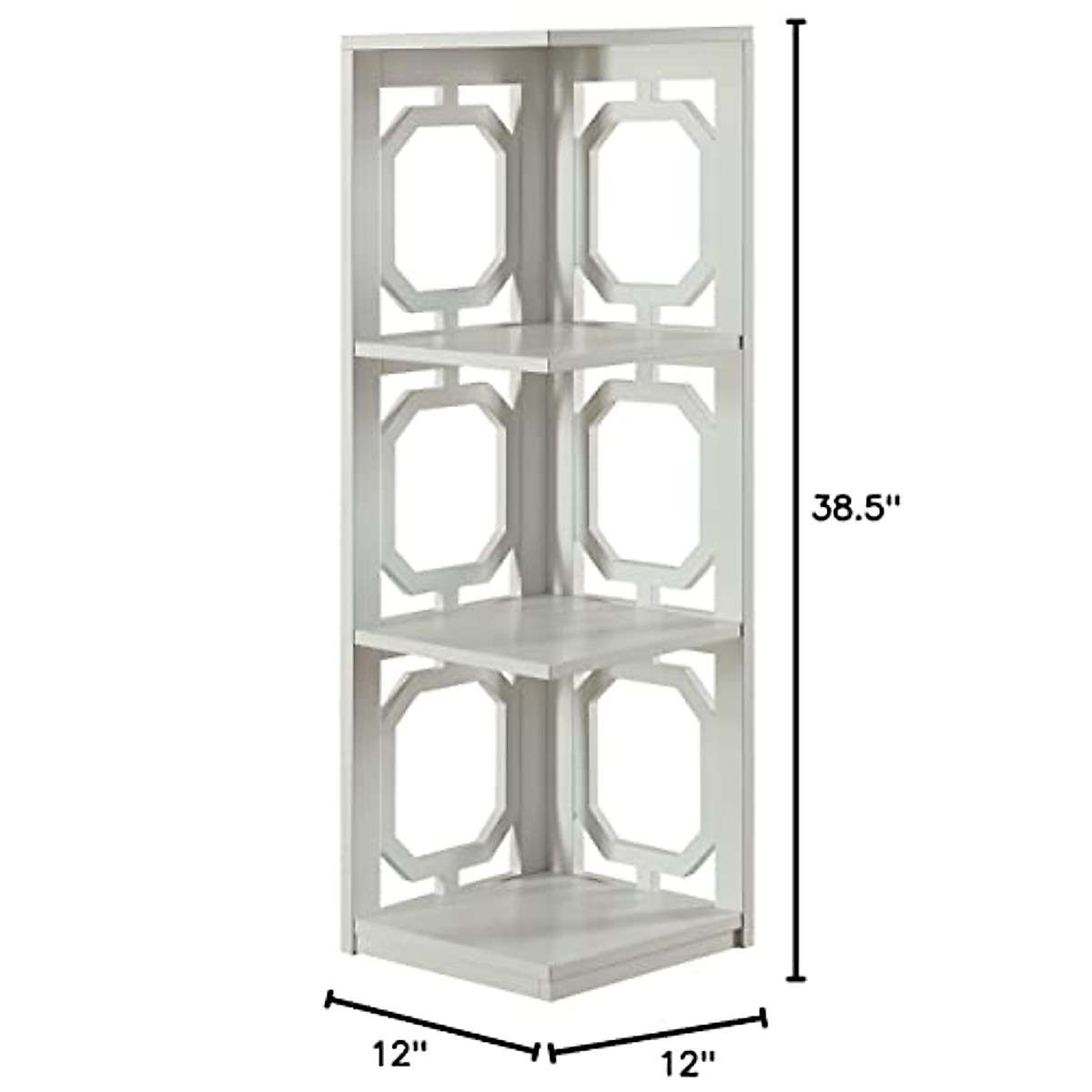Convenience Concepts Omega 3 Tier Corner Bookcase, White