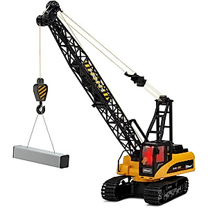 Top Race 15 Channel Remote Control Crane Toy - Battery Powered 1:14 Scale RC Construction Vehicles with Heavy Metal Hook - Crane Truck for Kids 8-12 - Full Functional RC Crane with 2.4GHz Remote
