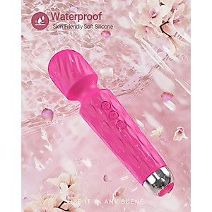 SIKXTOA Vibrator Wand, G Spot Female Adult Sex Toys, Vibrators for Her, Wand Massager, Clit Stimulator Sex Toy, Dildo, with 8 Speeds of Pleasure & 20 Patterns, Powerful, Waterproof (Rose)