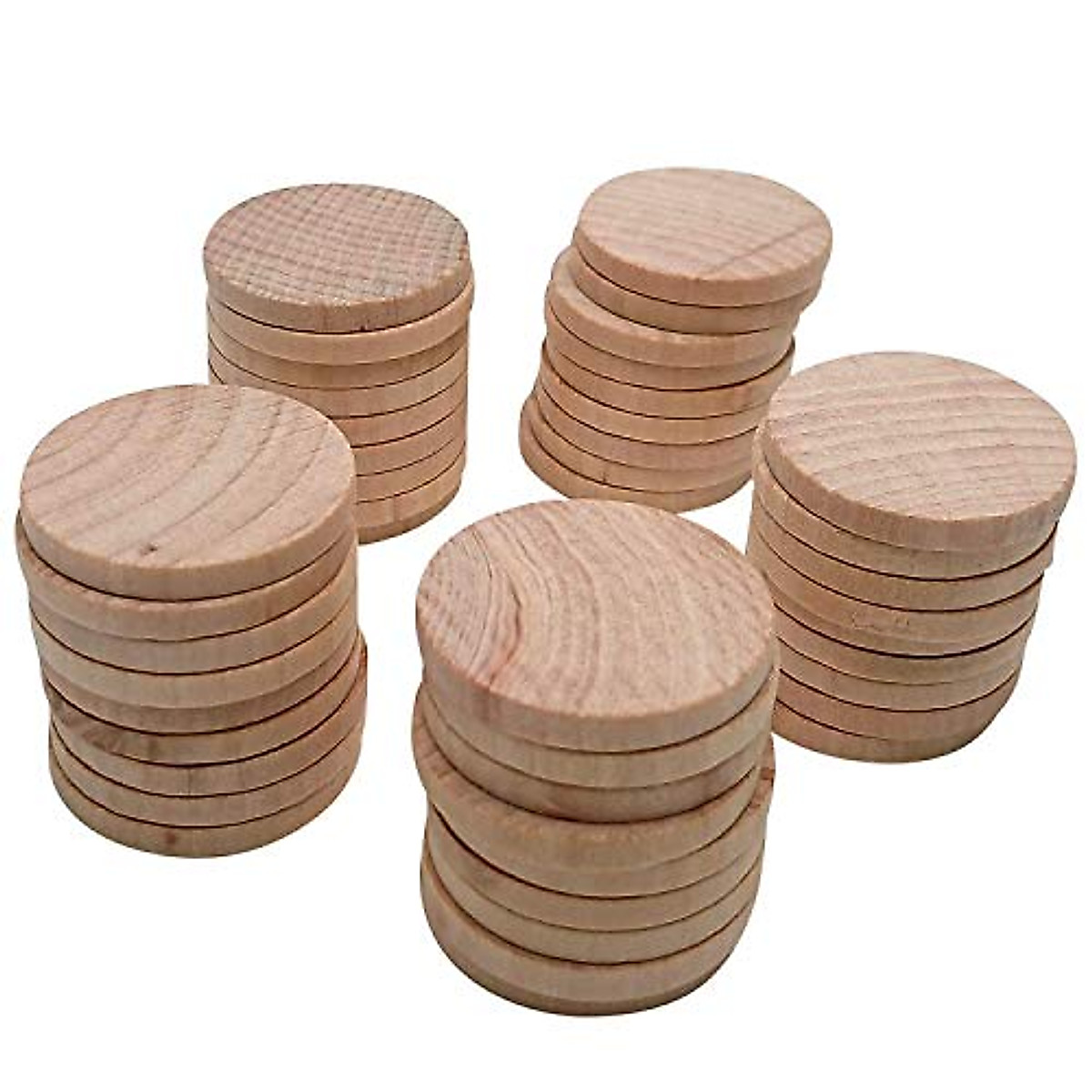 1.5 Inch Natural Wood Slices Unfinished Round Wood Coins for DIY Arts & Crafts Projects, 50 per Pack.